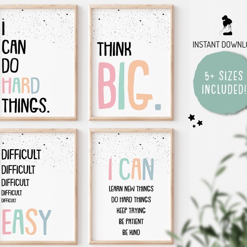 Set of 4 Classroom Growth Mindset Prints Bundle Motivational - Etsy