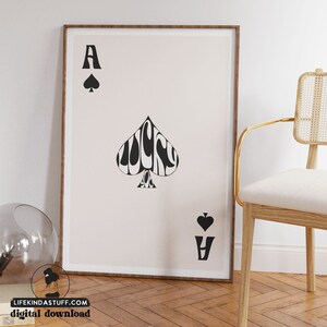 Lucky You Print, Y2K Dorm Decor, Ace of Spade Playing Card, Funky Wall ...
