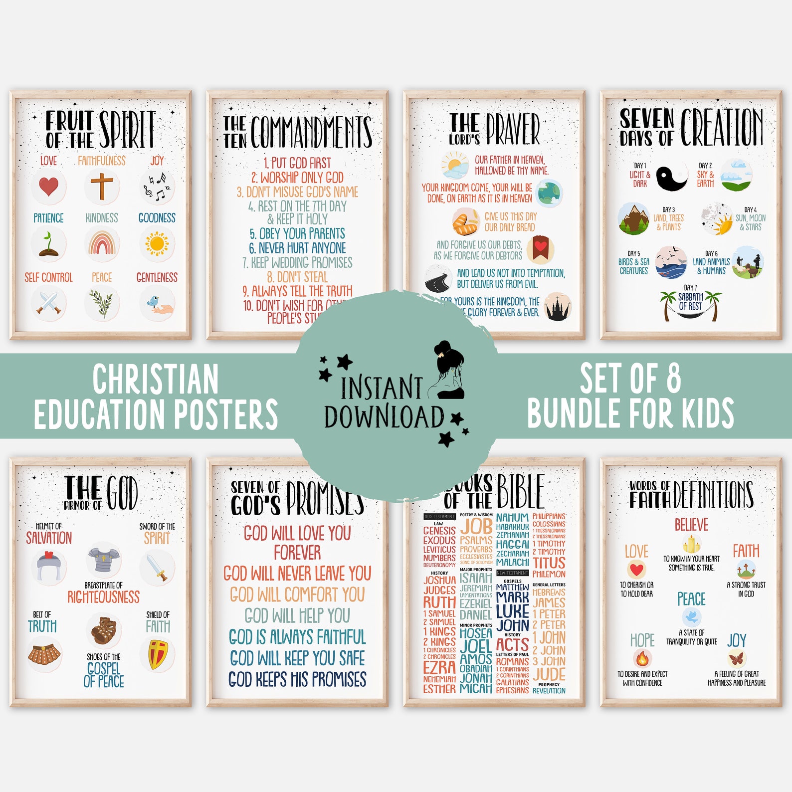 Ten 10 Commandments Wall Art Books of the Bible Poster - Etsy