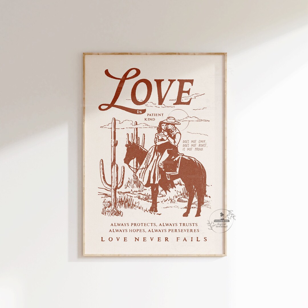1 Corinthians Love Bible Verse Western Desert Wall Art Modern Christian ...