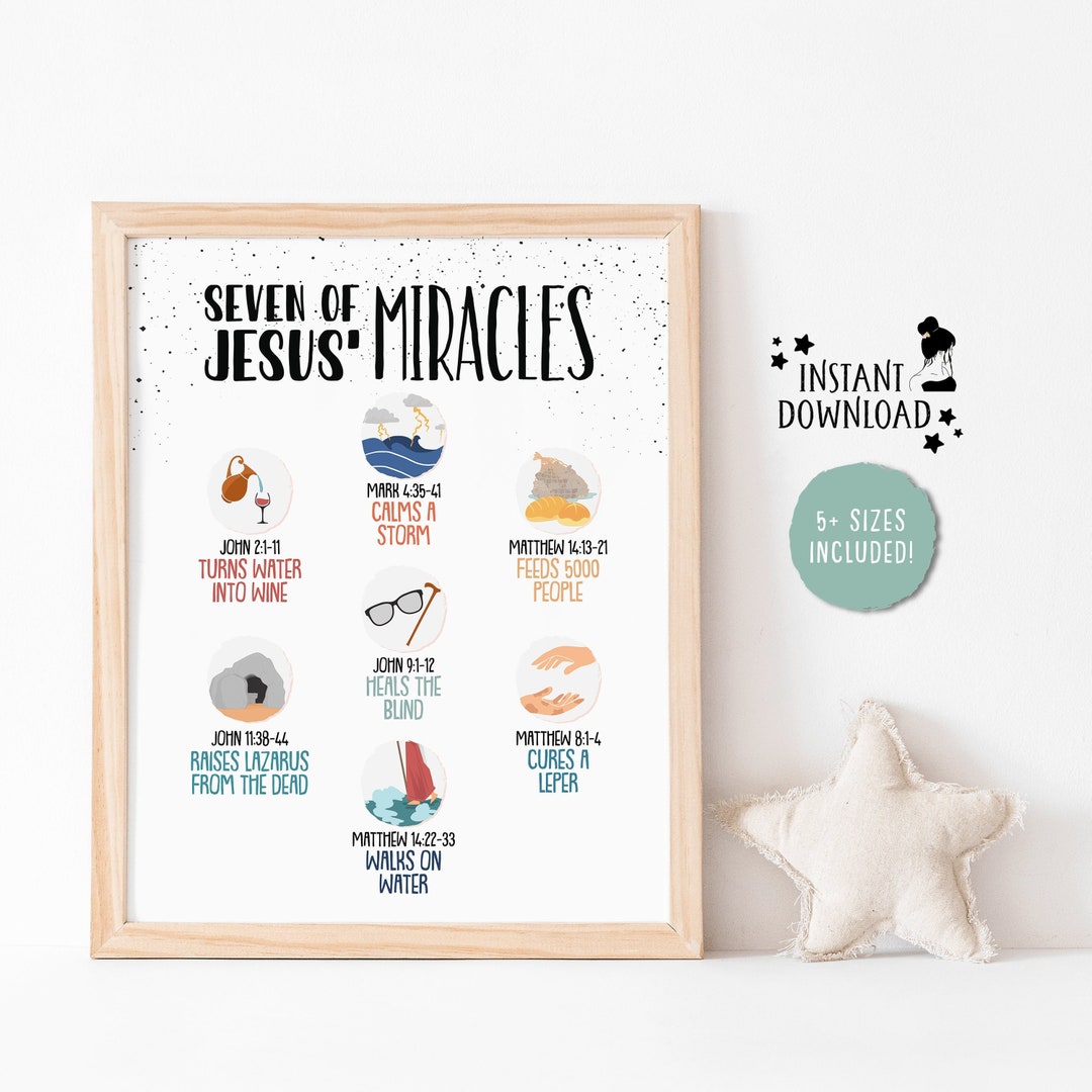 Miracles of Jesus, Sunday Bible School Learning Kids Homeschool Decor ...
