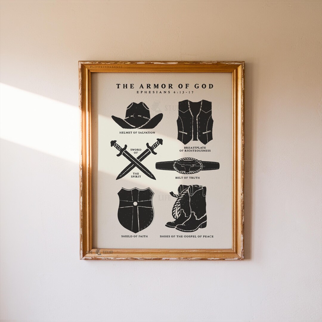 Armor of God Western Christian Print Cowboy Bible Verse Wall Art Boys ...