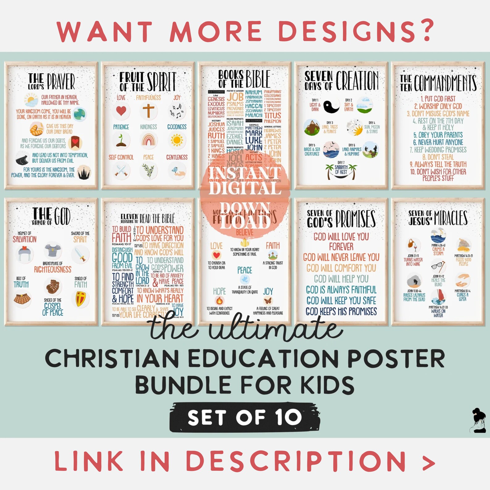 Ten 10 Commandments Wall Art Books of the Bible Poster - Etsy