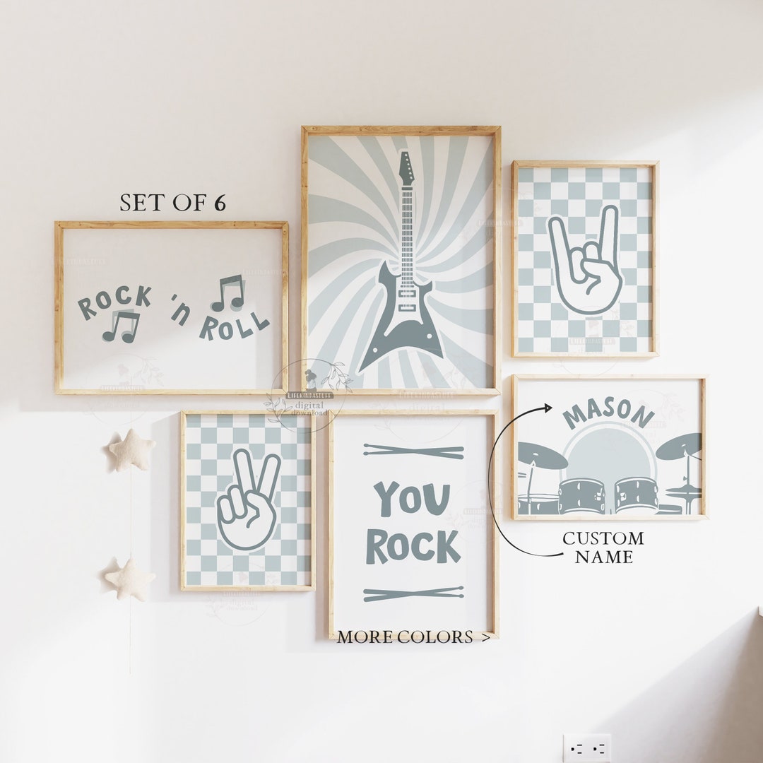 Rock N Roll Music Baby Boy Nursery Room Decor Rad Kid Wall Art Punk ...