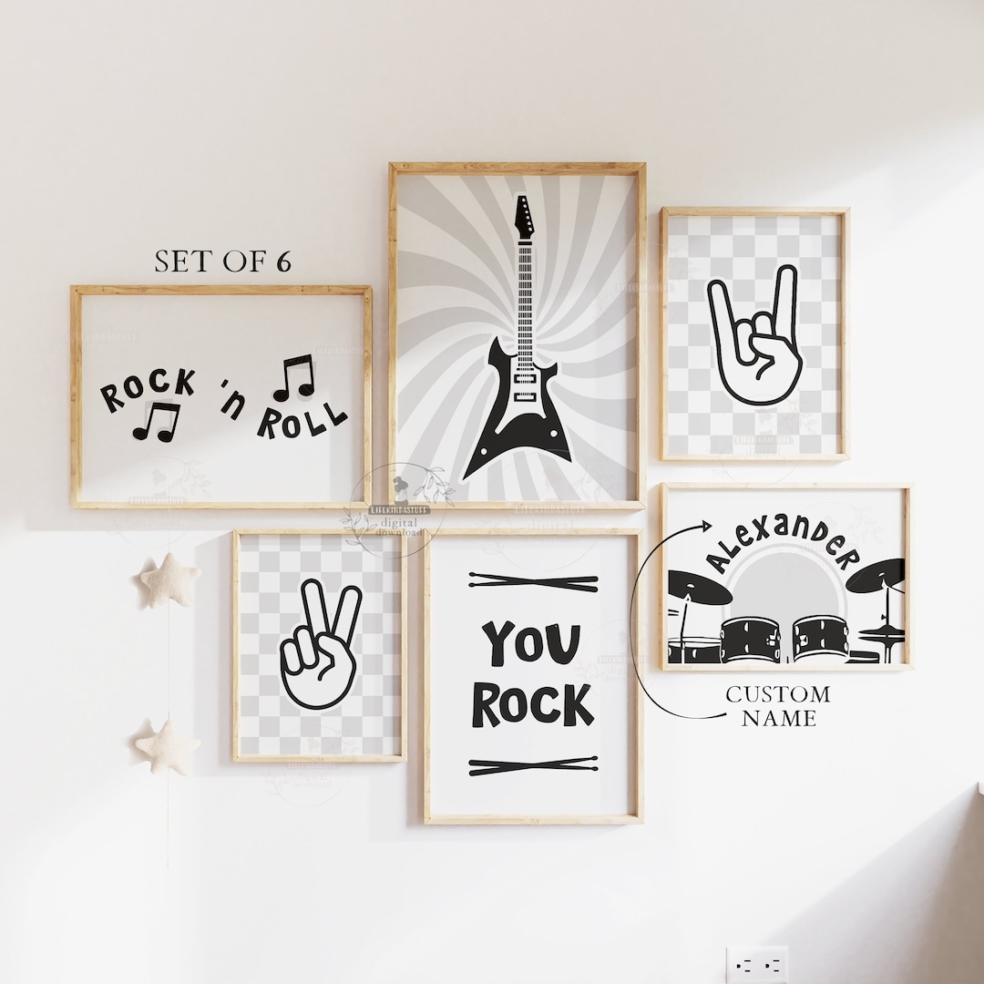 Baby Boy Nursery Wall Art Decor Music Room Rock N Roll Boys ...