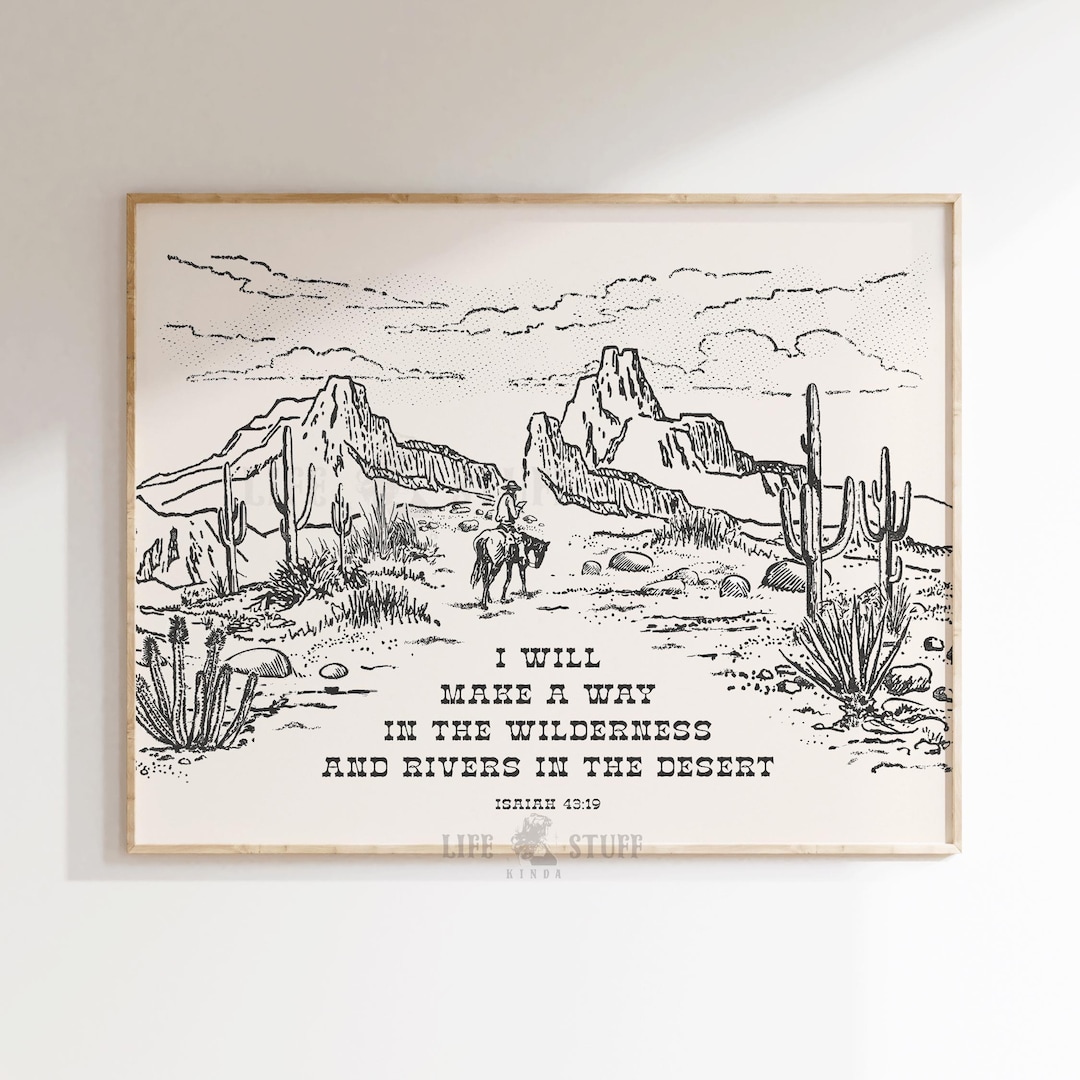 Desert Bible Verse Art Western Christian Home Decor Landscape Cowboy ...