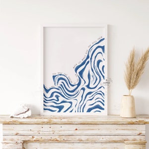 Coastal Christian Wall Art Abstract Ocean Waves Print Beach Bible Verse ...