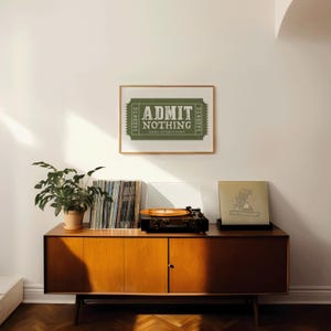 Admit Nothing Deny Everything Wall Art Funny Bar Cart Decor Funny Retro ...