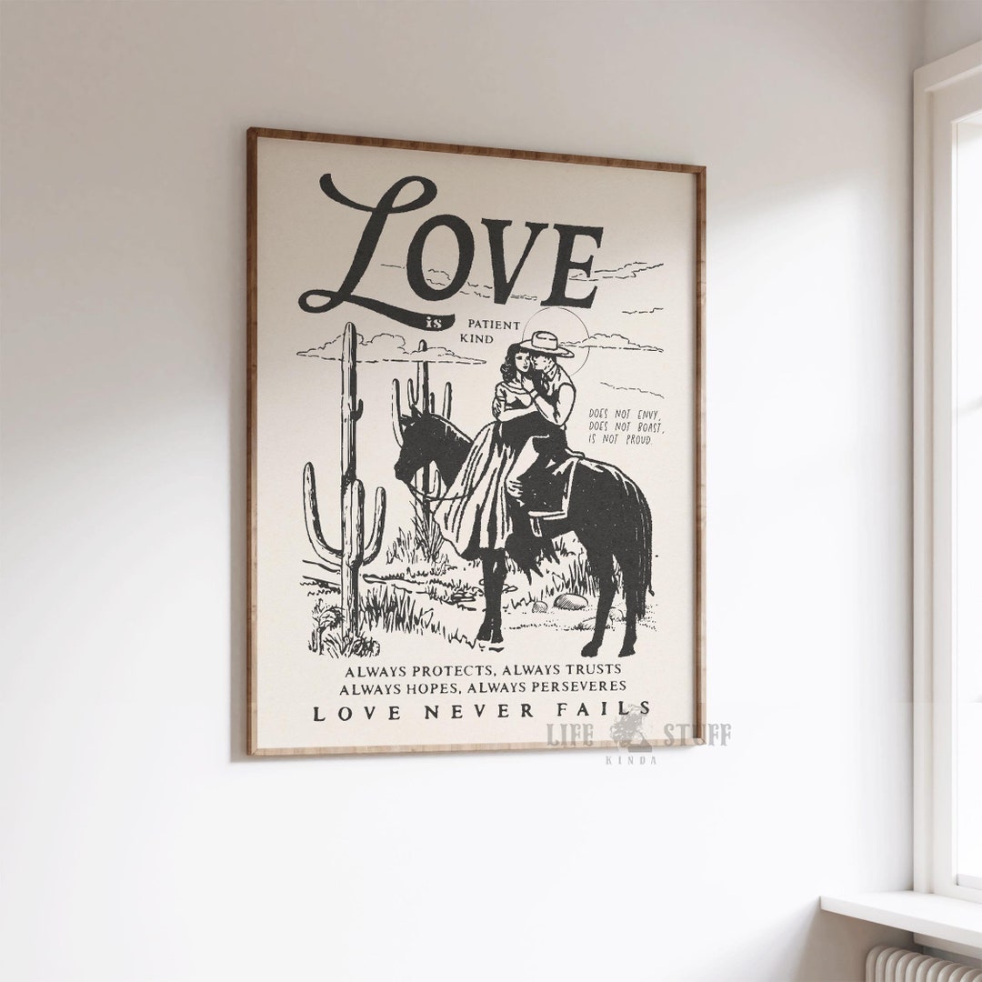 Christian Artwork Corinthians 13 Western Couple Art Print Desert Bible ...