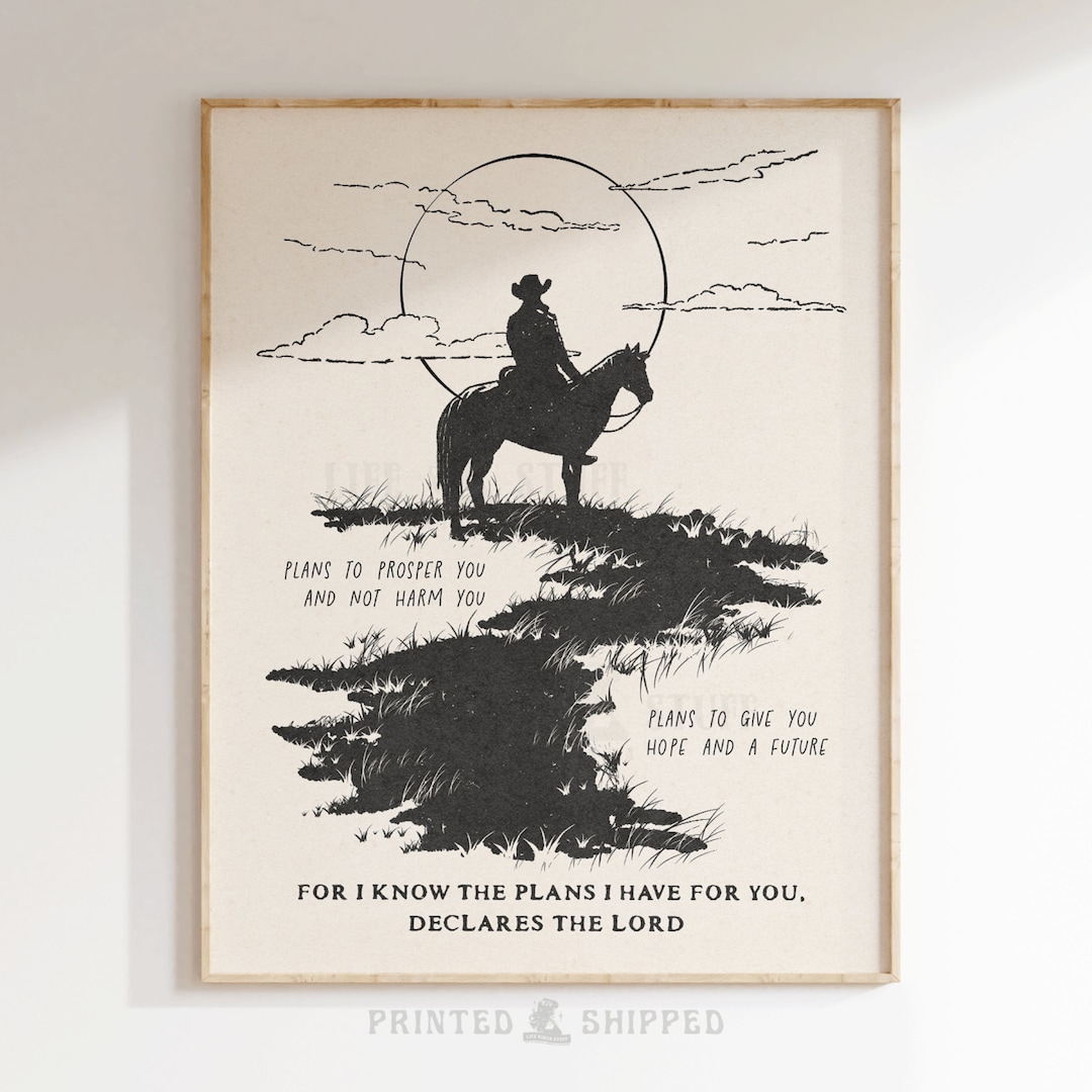 Western Christian Home Decor Desert Wall Art Cowboy Horse Scripture ...