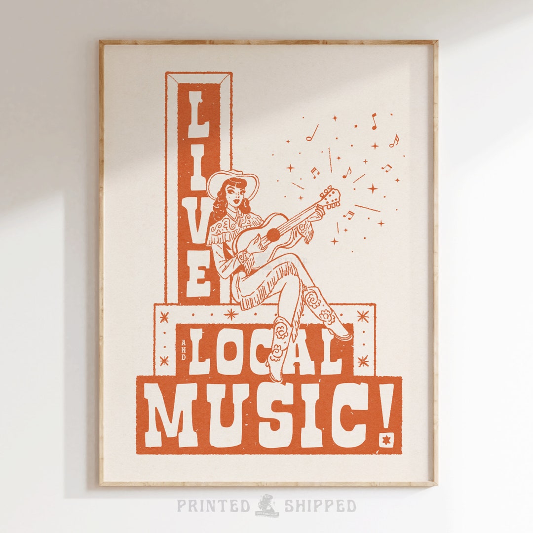 Western Music Cowgirl Wall Art Wild West Bar Cart Decor Vintage ...