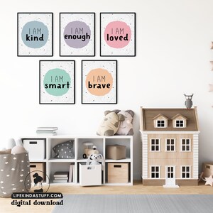 Set of 5 Motivational Kids Affirmations, Growth Mindset Prints Bundle ...