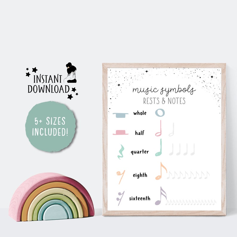 Piano Room Music Theory Education Symbols Notes Rests Beats | Etsy