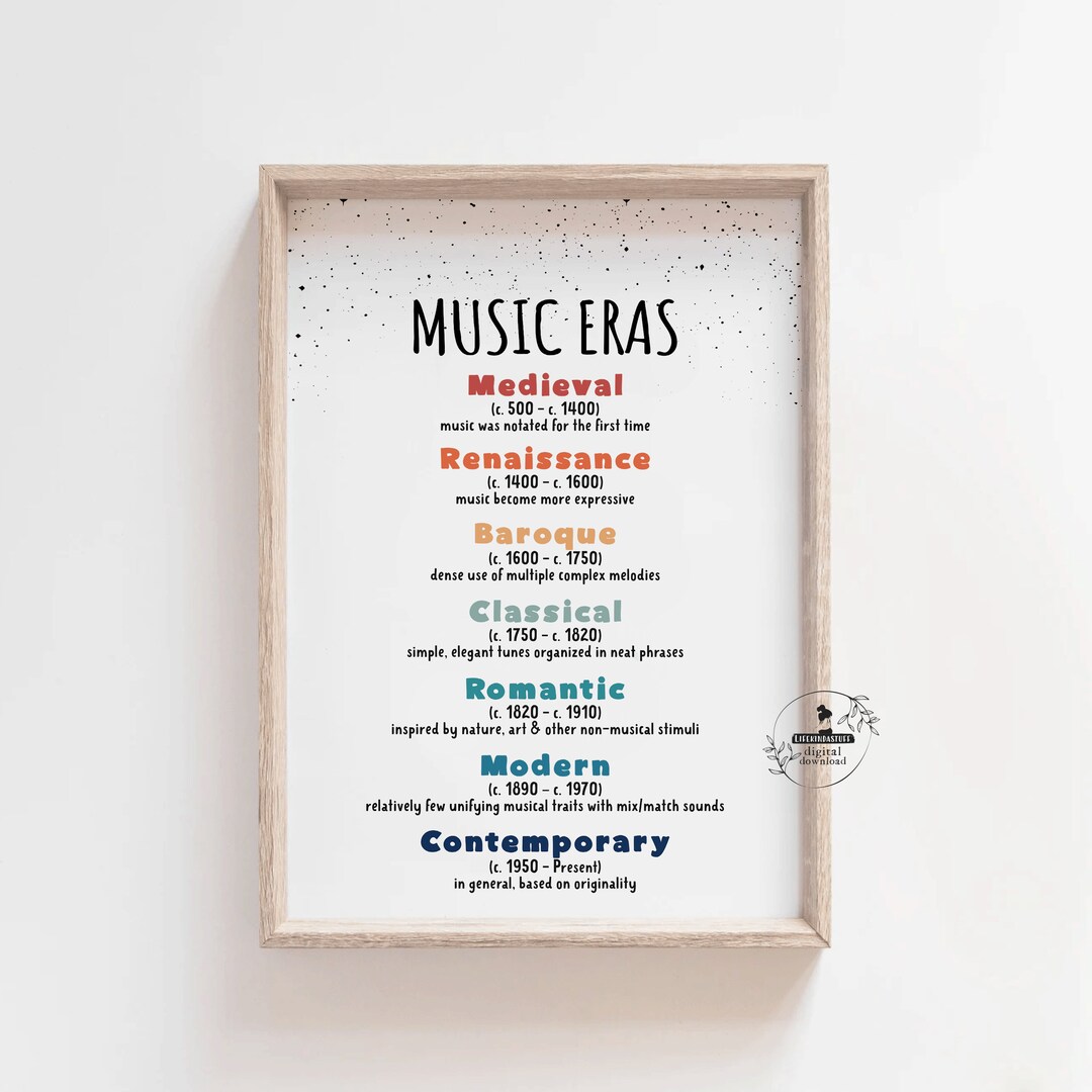 Music Eras Music Theory Student Education Poster Music Teacher Aid ...