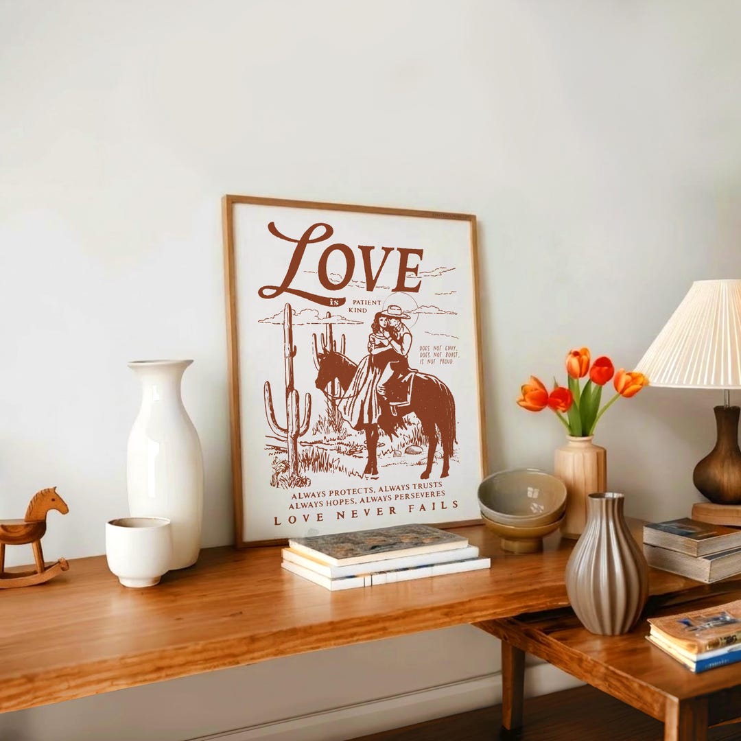 Christian Western Art: 1 Corinthians 13 Love Never Fails Scripture Wall ...