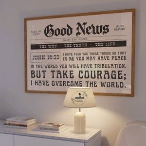 Trendy Newspaper Aesthetic Christian Wall Art Modern Bible Verse ...