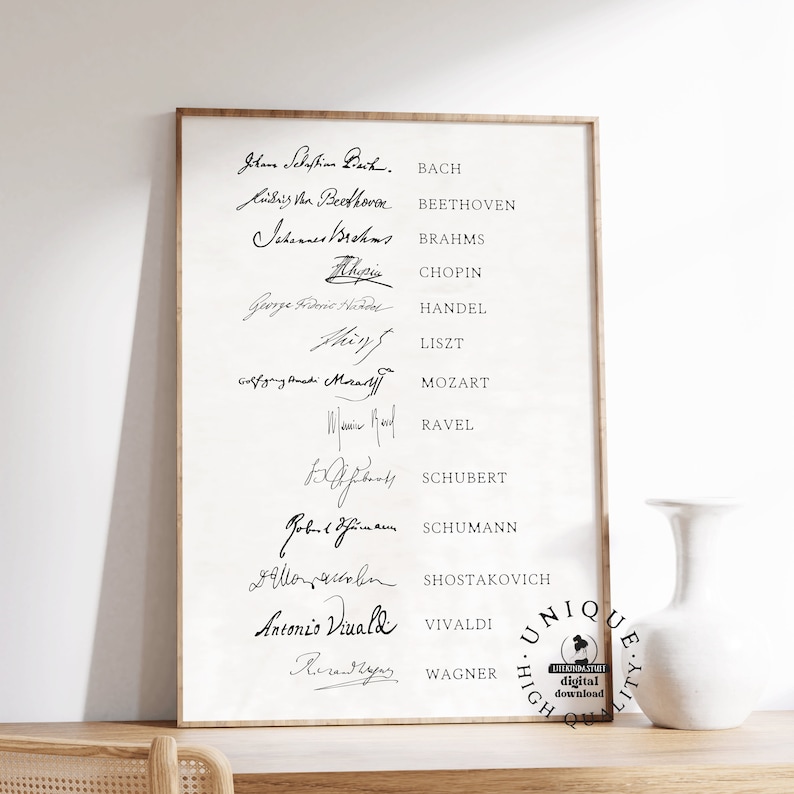 Classical Music Composer Signatures Print Piano Music Room Decor ...