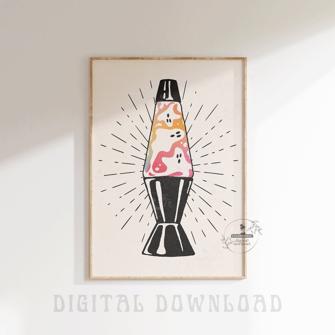 Retro Pink Halloween Wall Art Cute Ghost Print Lets Go Ghouls - Etsy