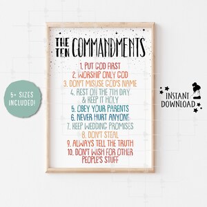 Ten 10 Commandments Wall Art, Books of the Bible Poster, Sunday School ...