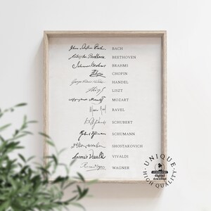 Classical Music Composer Signatures Print Piano Music Room Decor ...