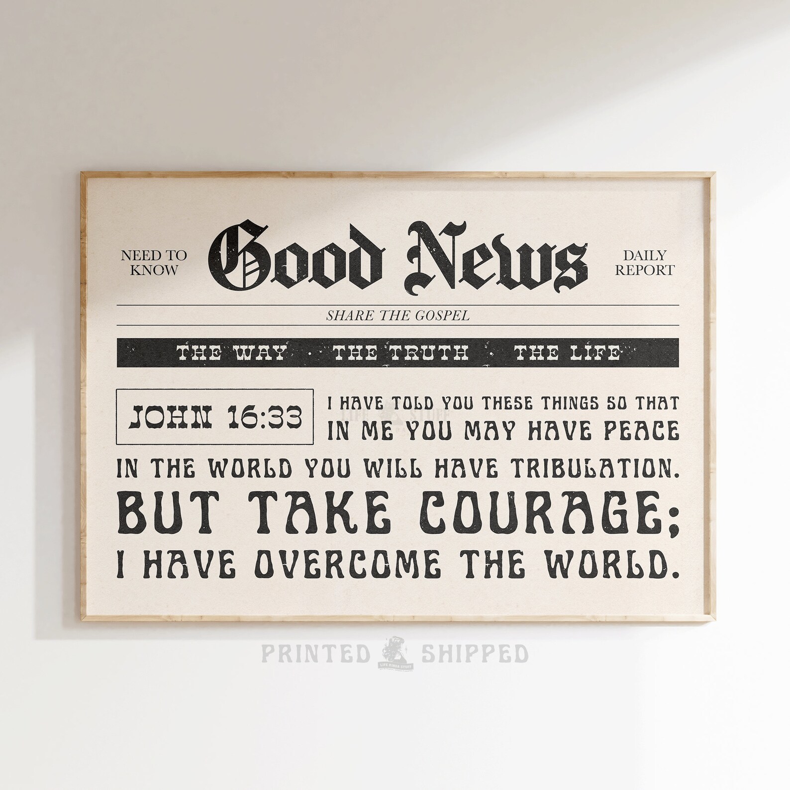 Christian Gospel Newspaper Print Bible Verse Wall Art Good News ...
