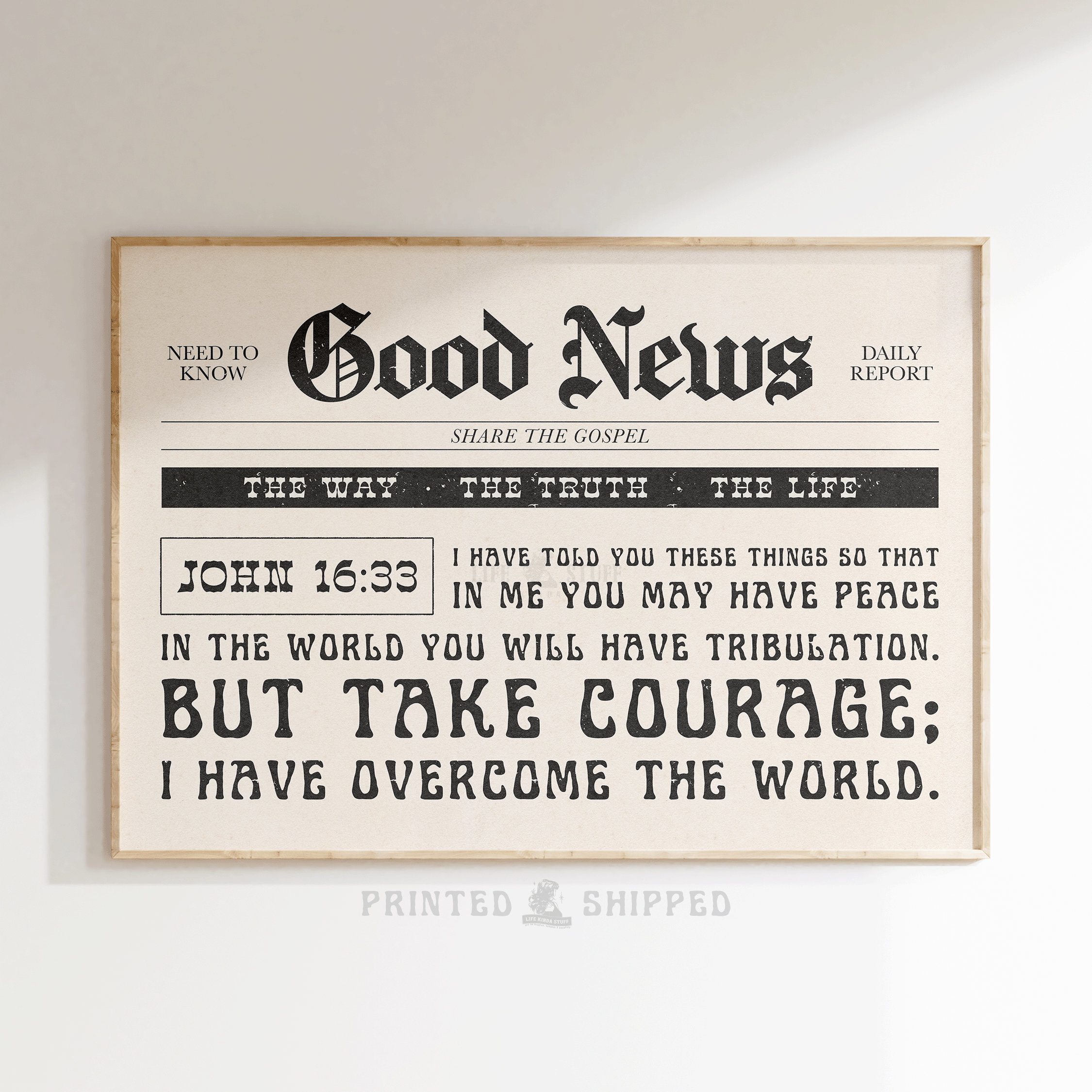 Christian Gospel Newspaper Print Bible Verse Wall Art Good News ...