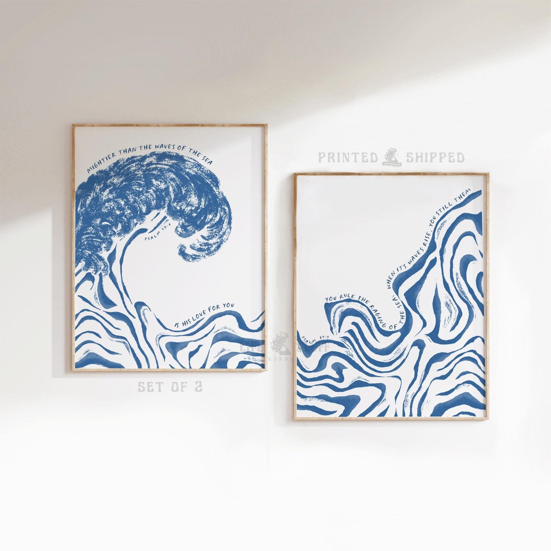 Coastal Christian Wall Art Set of 2 Psalm Beach Home Print Abstract ...