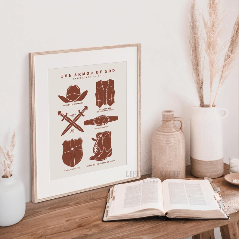 Armor of God Western Christian Print Cowboy Bible Verse Wall Art Boys ...