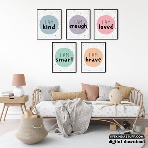 Set of 5 Motivational Kids Affirmations, Growth Mindset Prints Bundle ...
