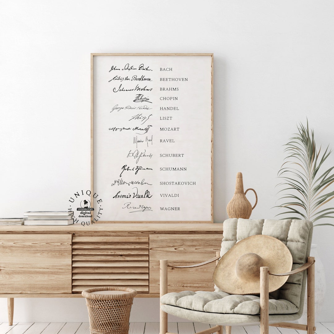 Classical Music Composer Signatures Print Piano Music Room Decor ...