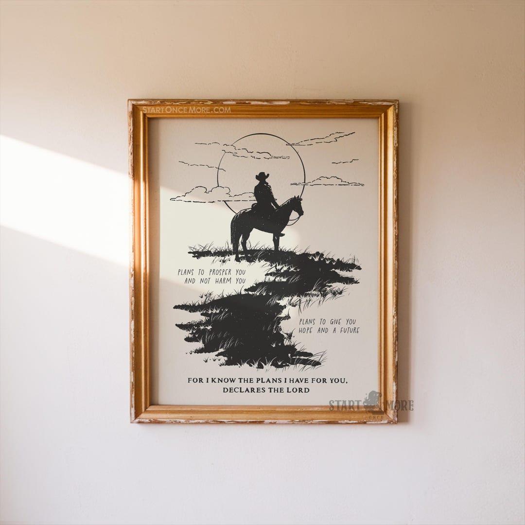 Western Christian Home Decor Desert Wall Art Cowboy Horse Scripture ...