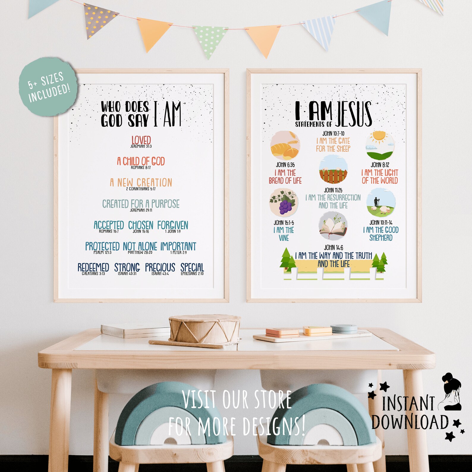 Ten Commandments Wall Art Sunday School Decor Bible Books Catholic ...