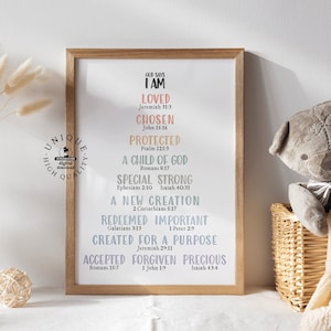 Biblical Affirmations Art Christian Kids Decor Catholic Sunday School ...