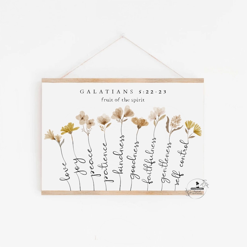 Fruit of the Spirit Print Botanical Bible Verse Christian Housewarming ...