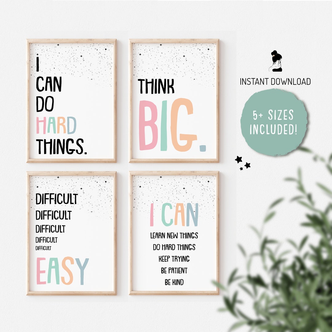 Set of 4 Classroom Growth Mindset Prints Bundle Motivational Classroom ...