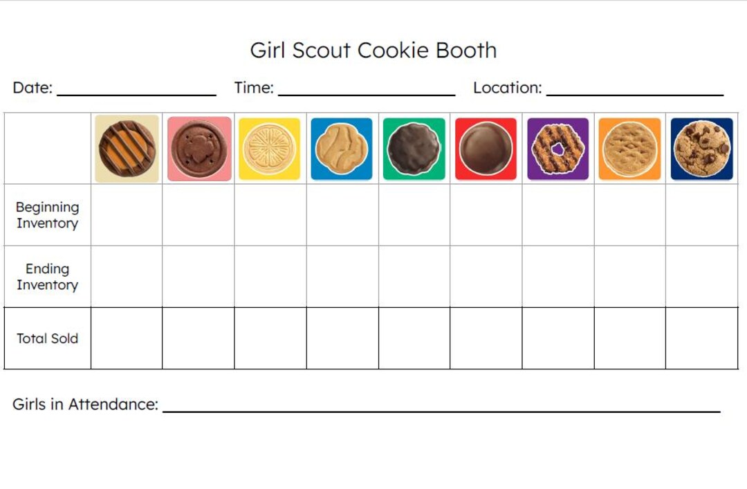Girl Scout Cookie Booth Tracker - Etsy