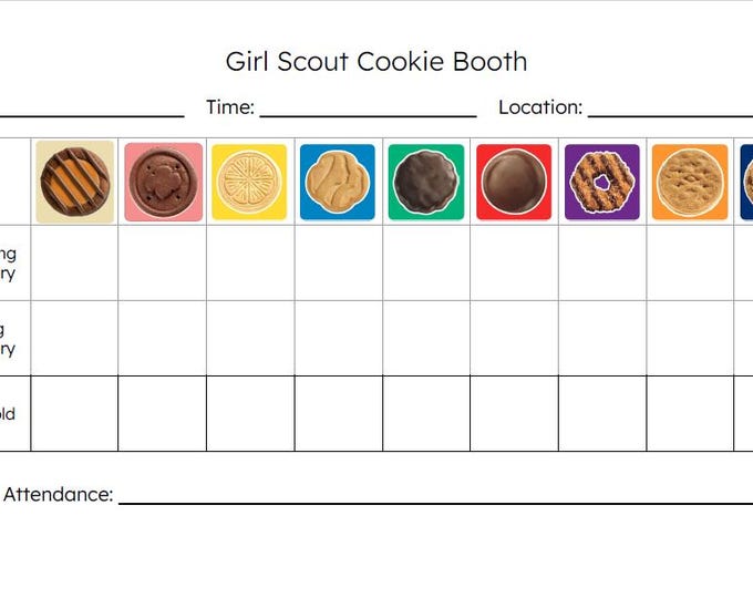 Girl Scout Cookie Booth Tracker - Etsy