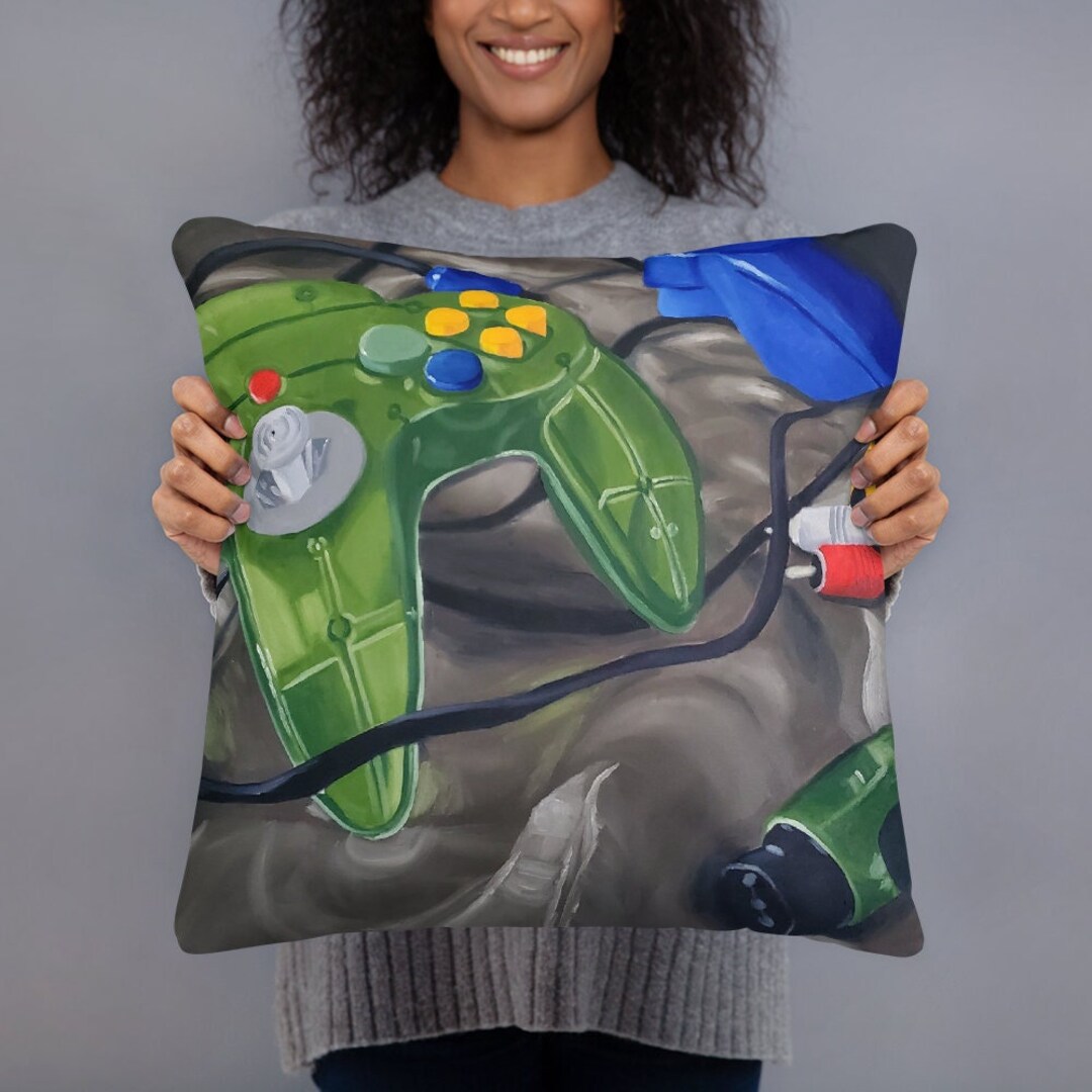 N64 Painting Pillow, Nintendo Themed, Video Game, Classic Gaming, Retro ...