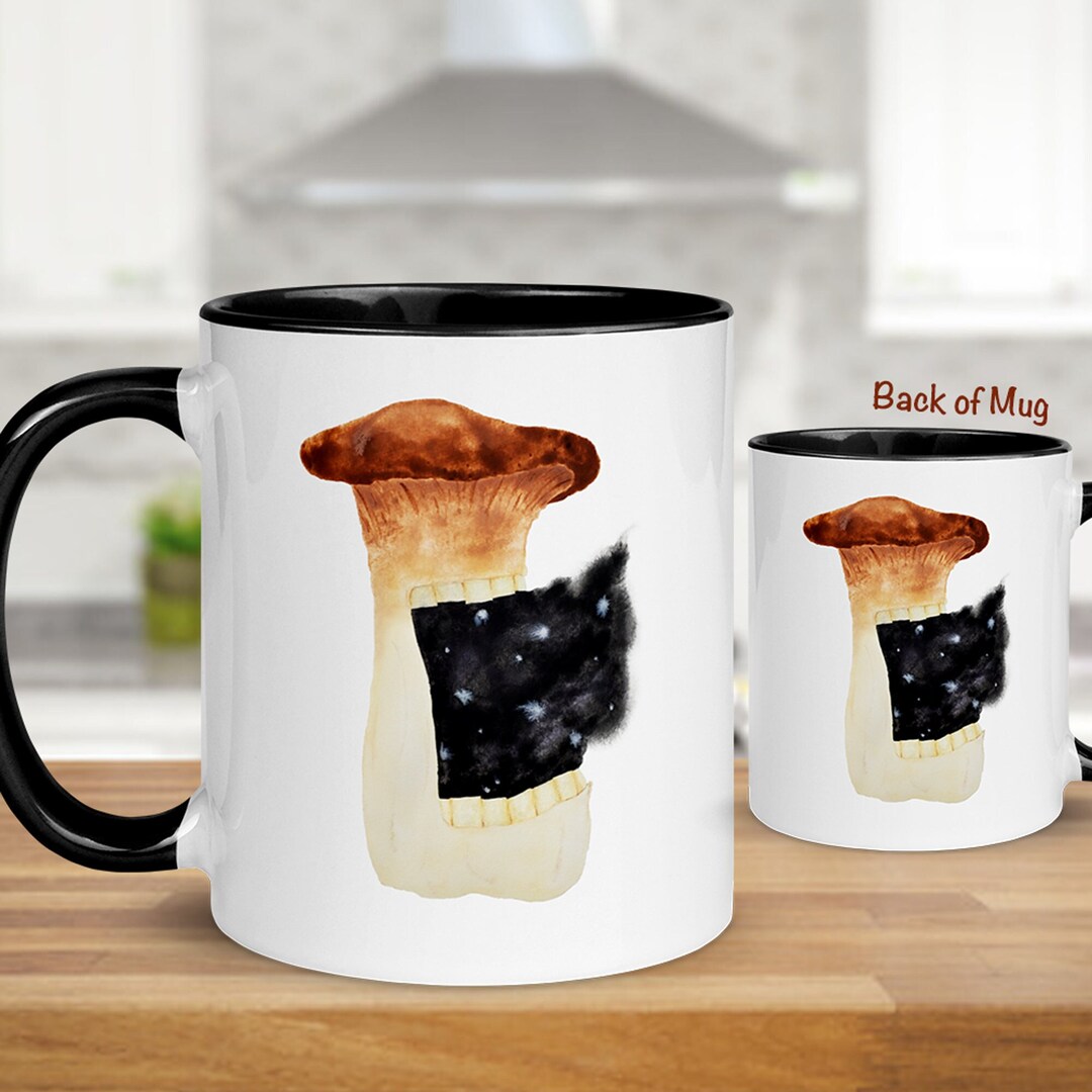 Mushroom Portal Mug, Watercolor, Black, Fungi, Coffee Mug - Etsy