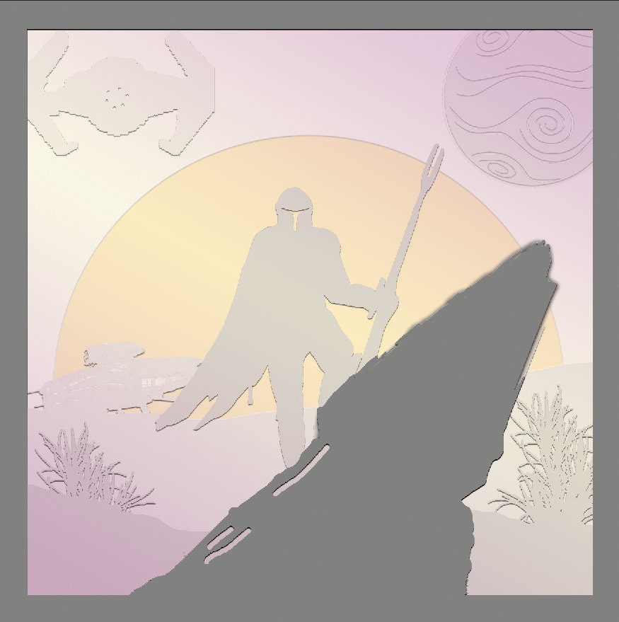 Madalorian Star Wars SVG Lightbox Template - Etsy