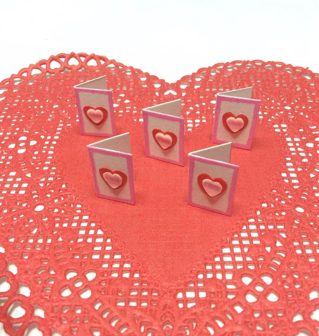 5 Miniature Valentines-miniature Valentine Cards-handmade Miniatures ...