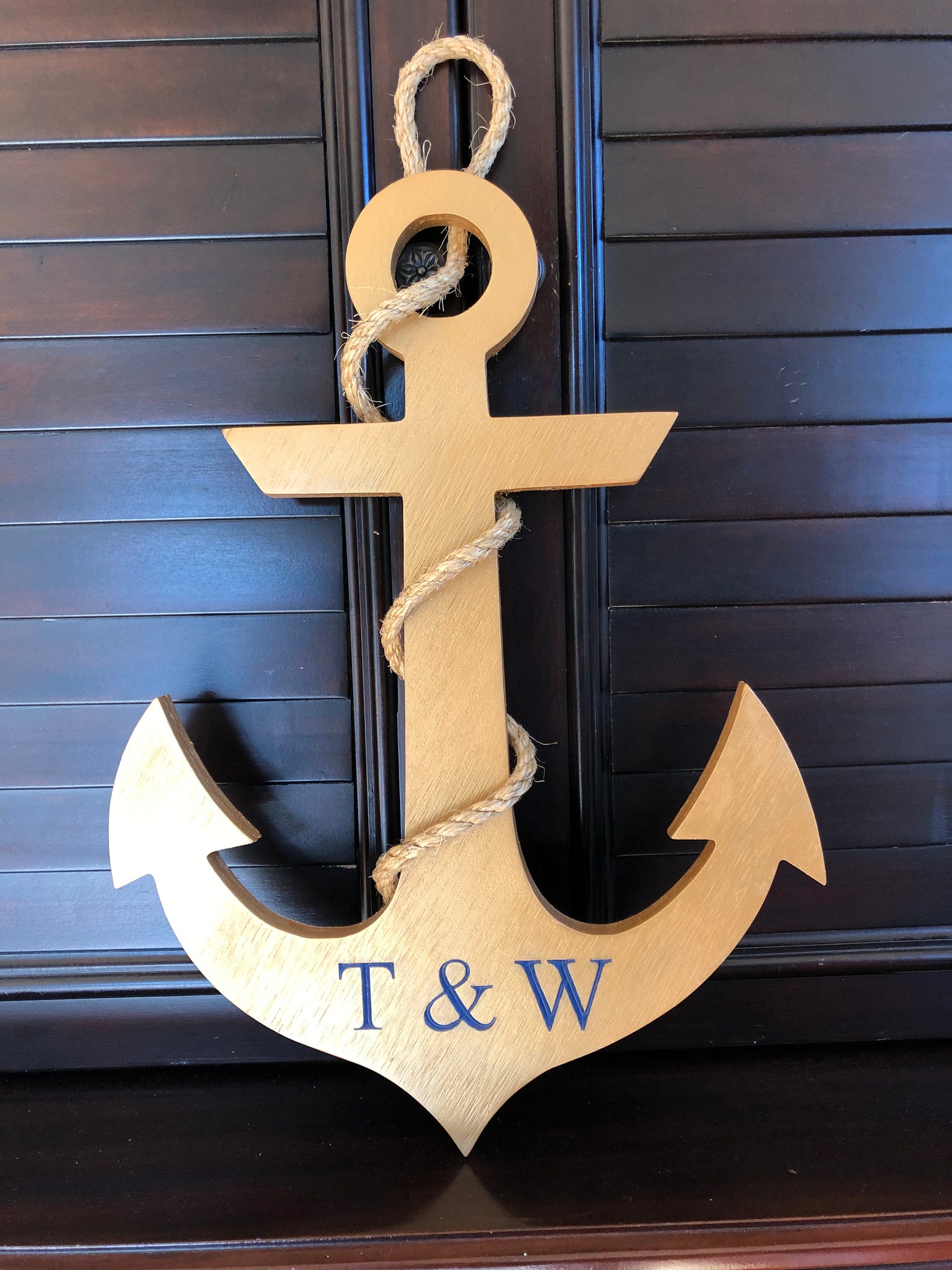 Anchor and Rope Reclaimed Pallet Wood Navy Anchor Wall Art | Etsy