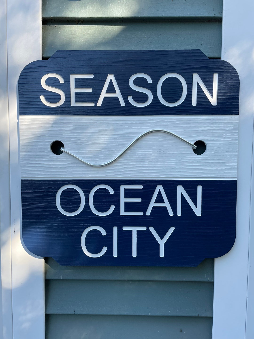 Custom New Jersey Beach Badge Sign: Engraved PVC, Shore House Decor 3 ...
