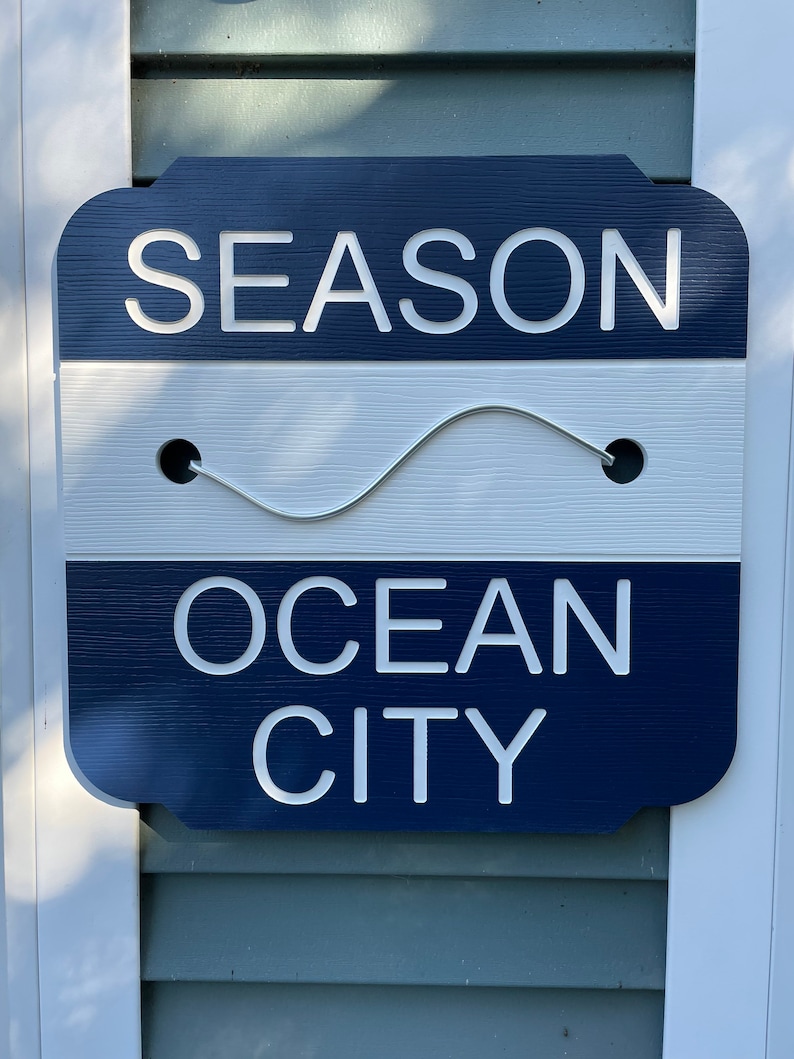 Custom New Jersey Beach Badge Sign: Engraved PVC, Shore House Decor 3 ...