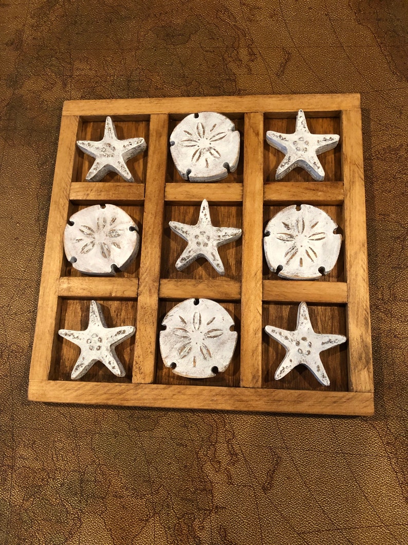Tic Tac Toe Sea Shell Tic Tac Toe Coffee Table Decor Shabby - Etsy
