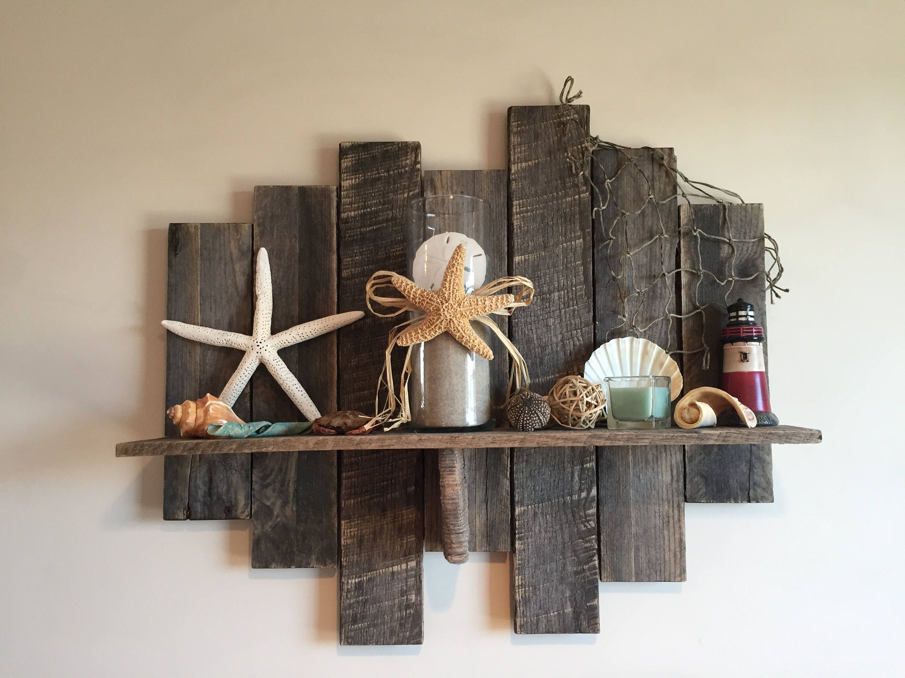 Wood Shelf Rustic Wood Shelf Rustic Coastal Decor Reclaimed - Etsy ...