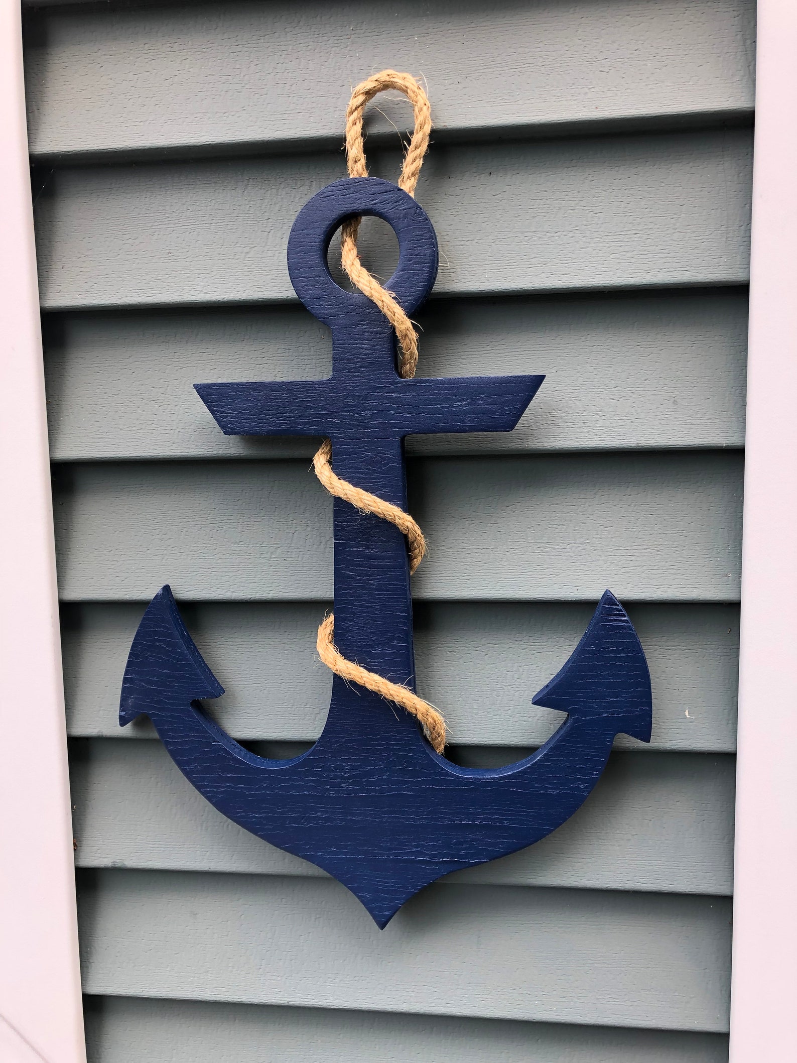 Anchor and Rope Reclaimed Pallet Wood Navy Anchor Wall Art | Etsy