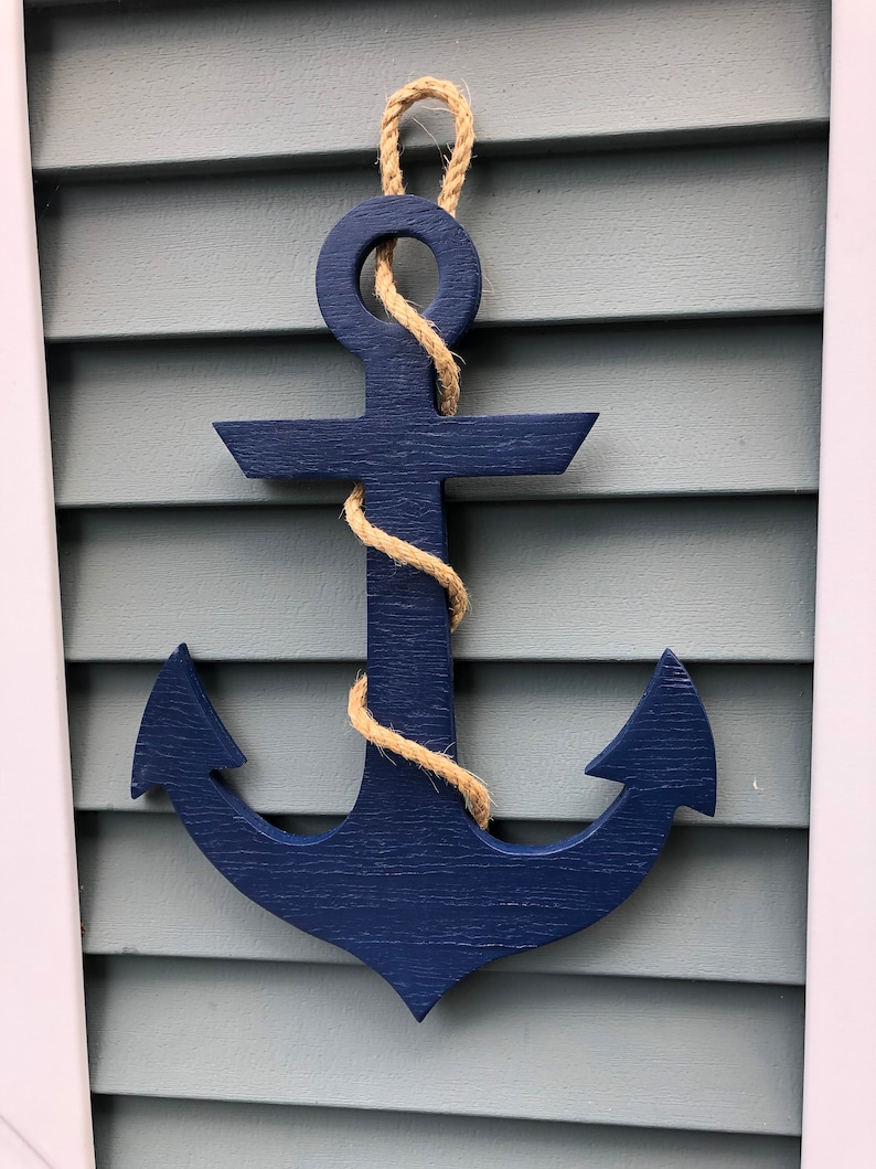Anchor and Rope Reclaimed Pallet Wood Navy Anchor Wall Art | Etsy