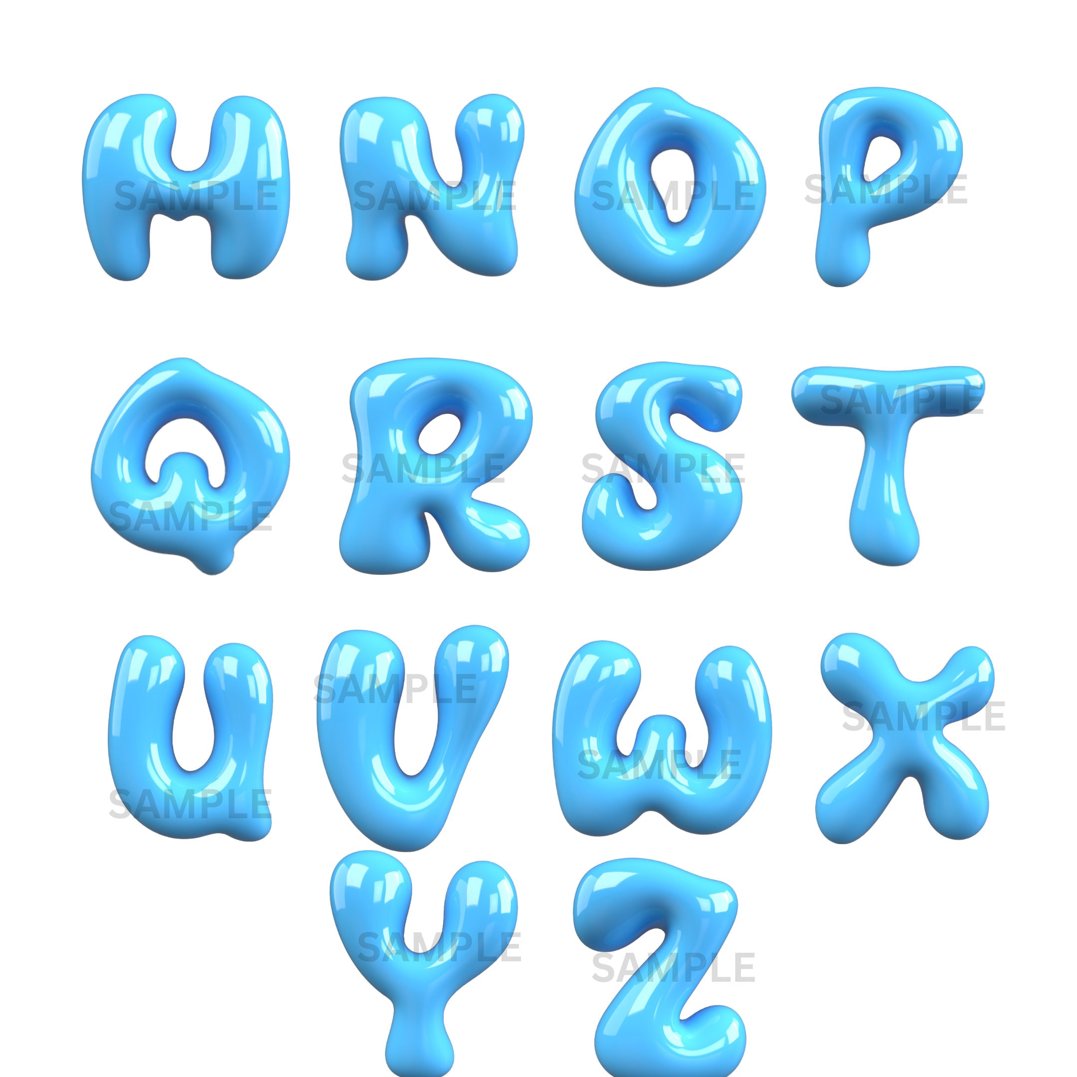 3D Blue Alphabets Letters Digital Stickers Pack, Png Stickers, Svg ...
