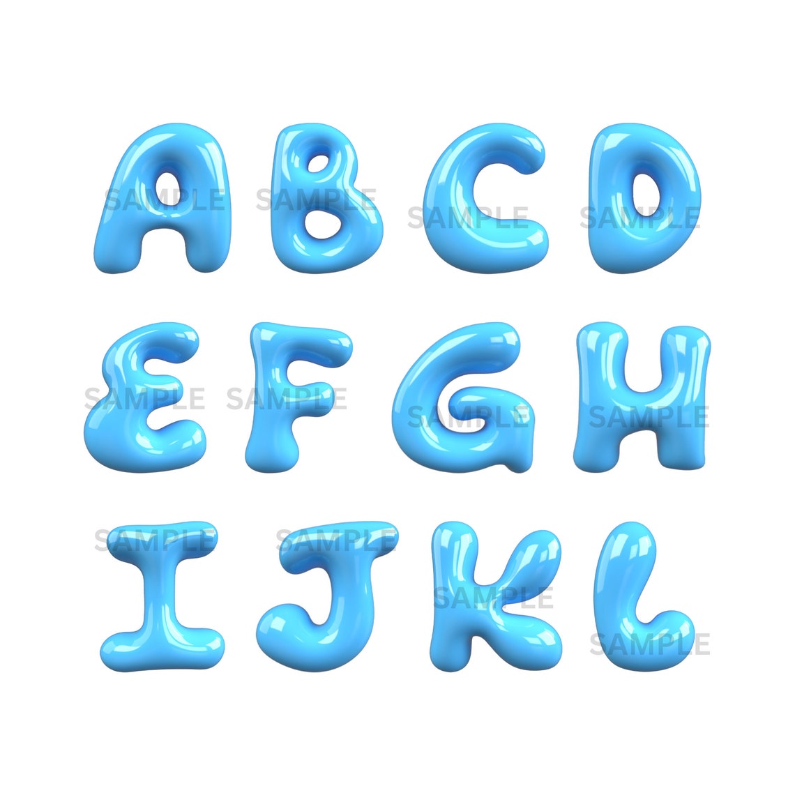 3D Blue Alphabets Letters Digital Stickers Pack, Png Stickers, Svg ...
